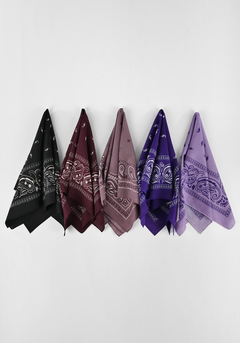 Twilight Purple Mauve Lavender Bandanas 100% Cotton Botanical Unisex ...