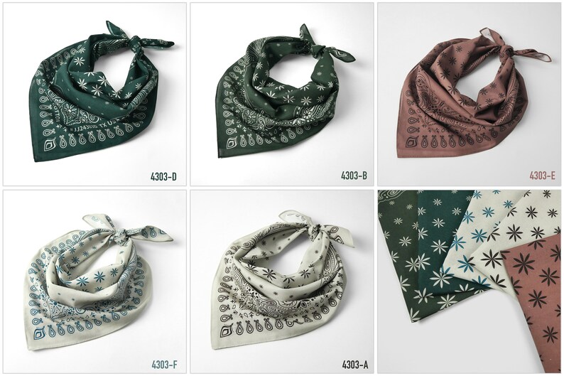Exclusively Designed Symmetrical Paisley Bandana Beige Blue Unisex Head ...