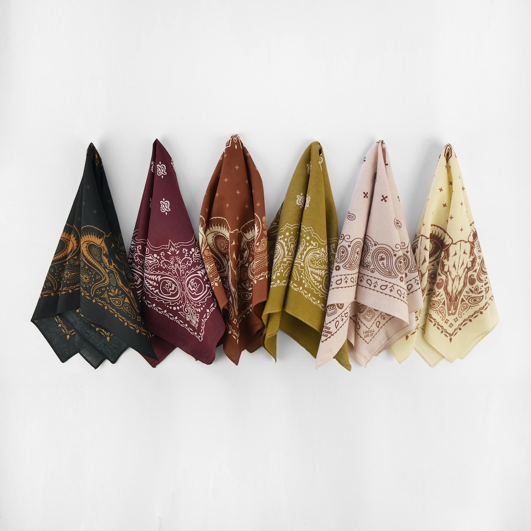 Cowboy Cowgirl Skull Bandanas 100% Cotton Steampunk Head Wraps Ram ...
