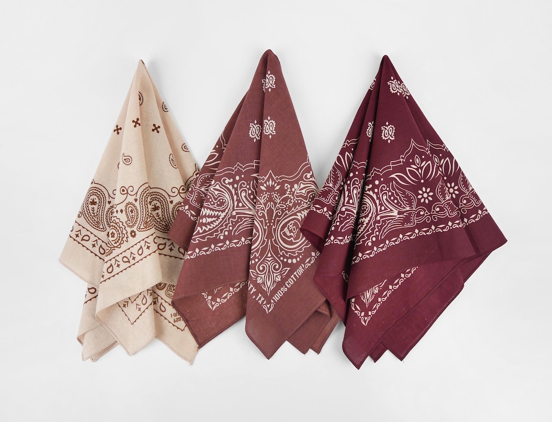 Peachy Burgundy 100% Cotton Bandana Earthly Skull Head Wrap Pink ...