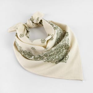Off-white Cotton Elegant Floral Bandanas Botanical Head Wraps Woman ...