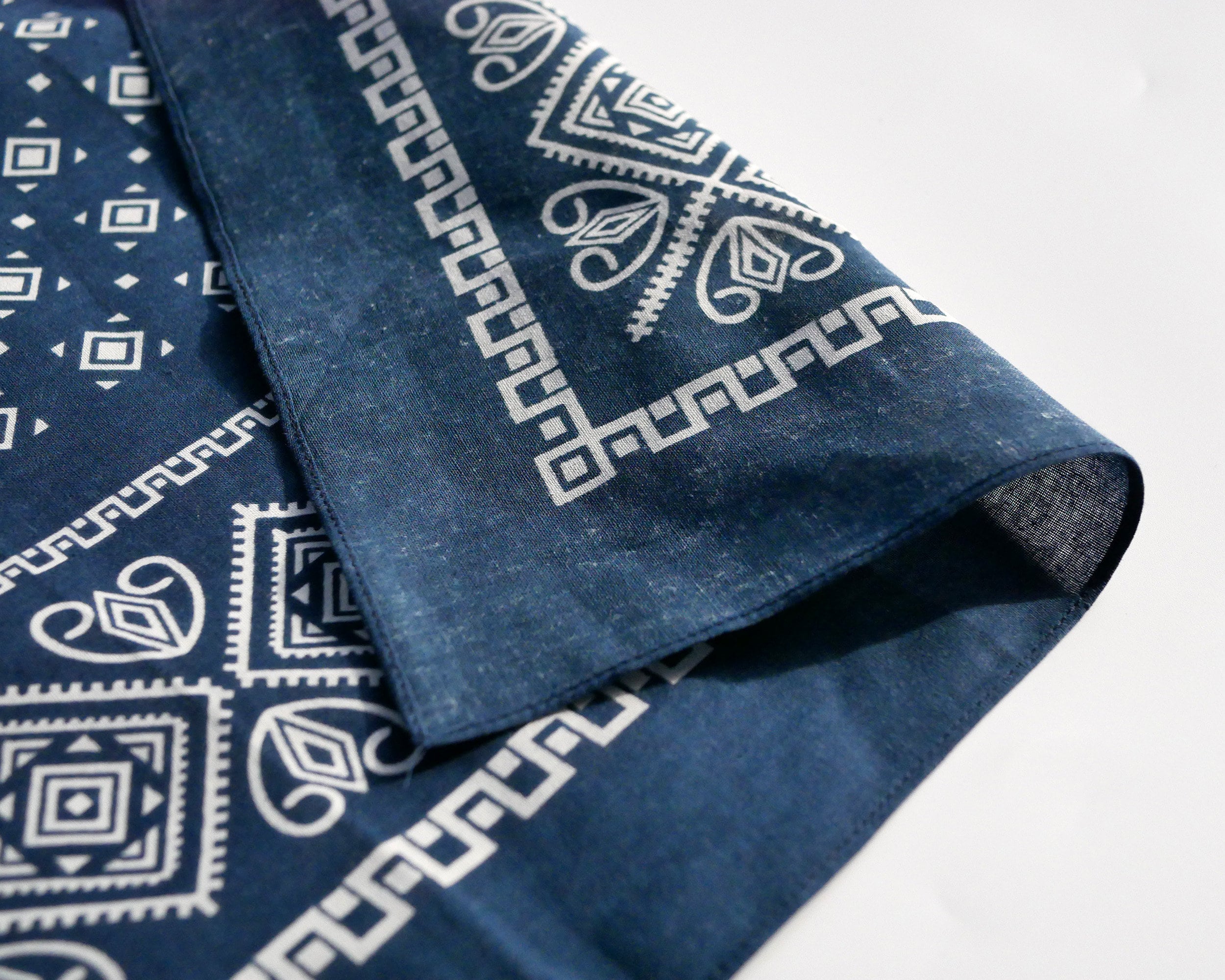 Navy Blue Paisley Bandana Elegant Floral 100% Cotton Head Scarf ...