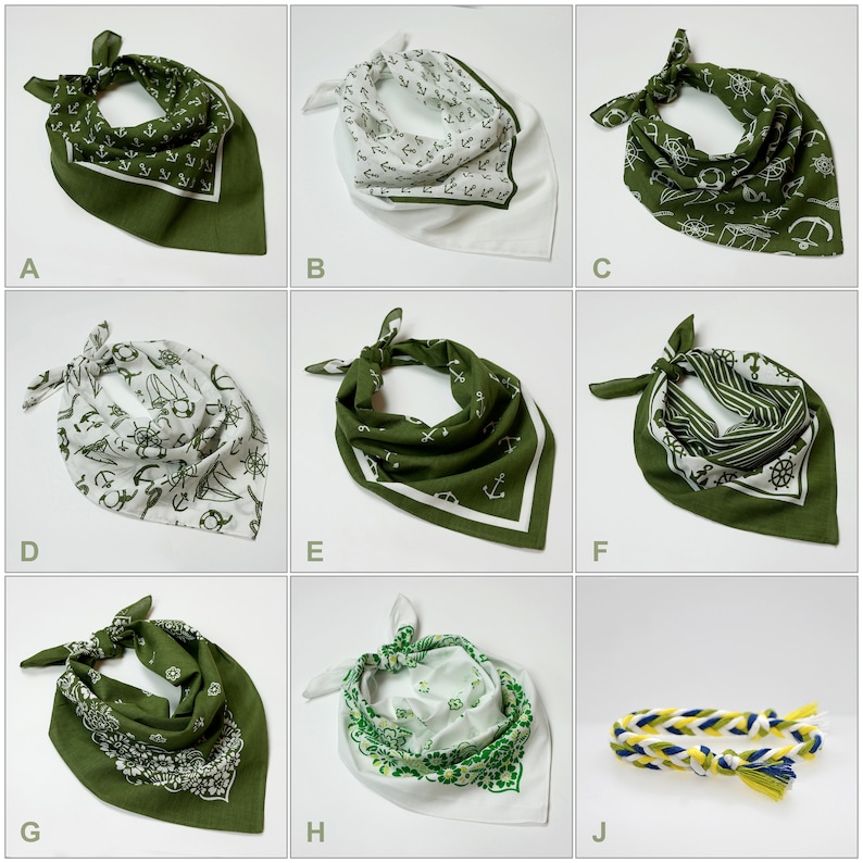 Olive Green White Floral 100% Cotton Bandanas Botanical Head - Etsy