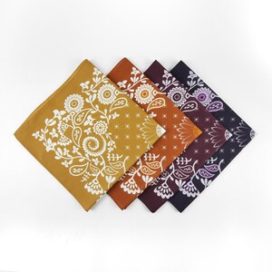 Fall Colors Floral 100% Cotton Bandanas Botanical Head Wraps Scarf ...