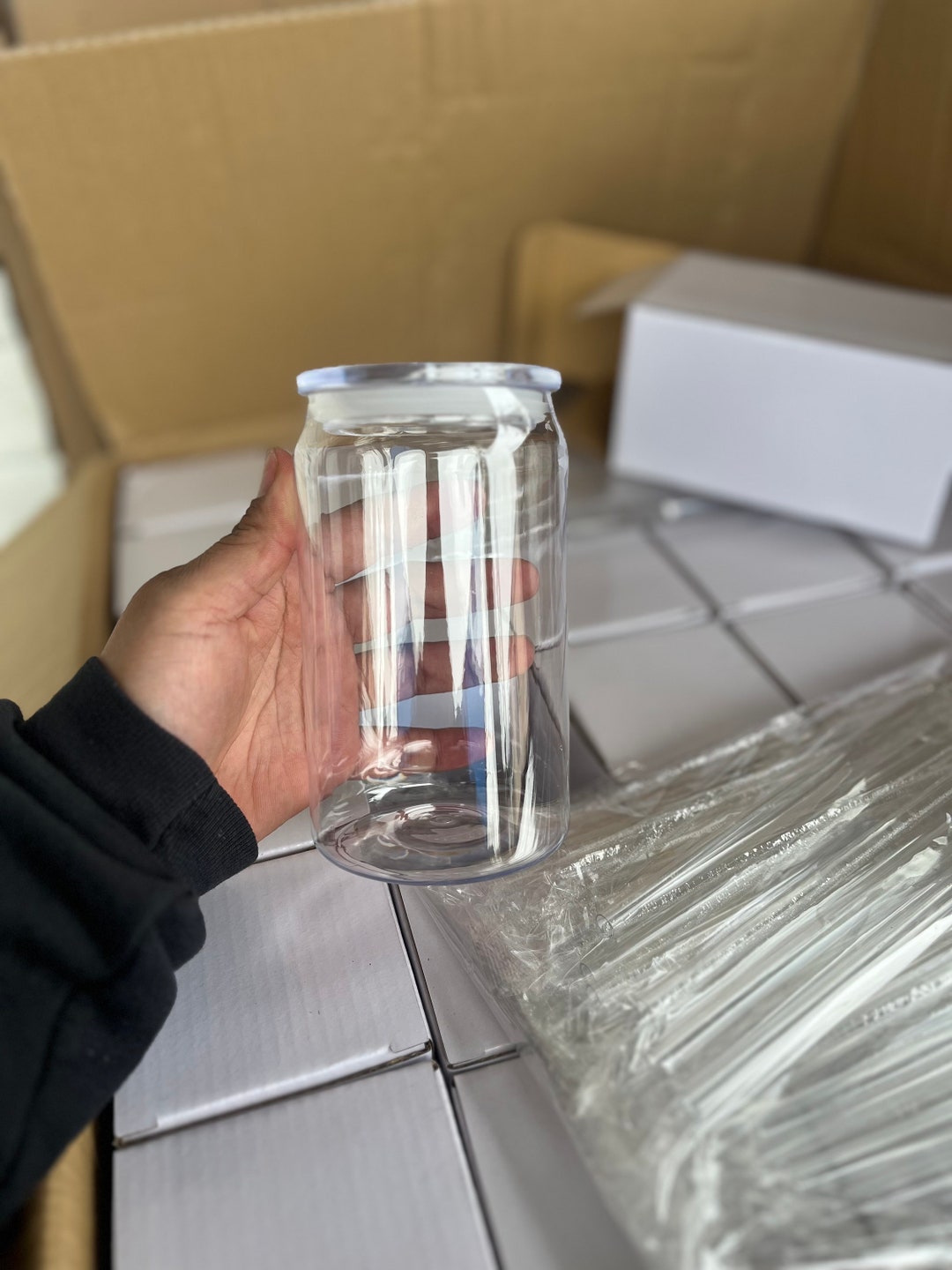 16oz Kids Clear Plastic Can Cup - Etsy