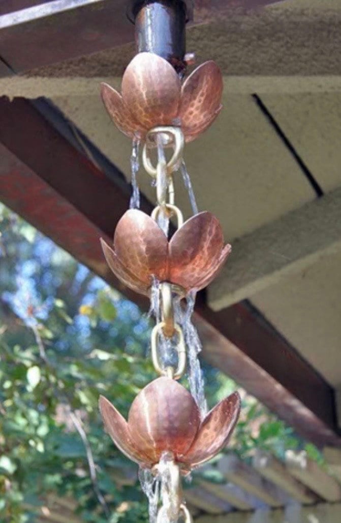 Pink Water Lotus Rain Chain Floral Garden Decoration 5 Ft - Etsy