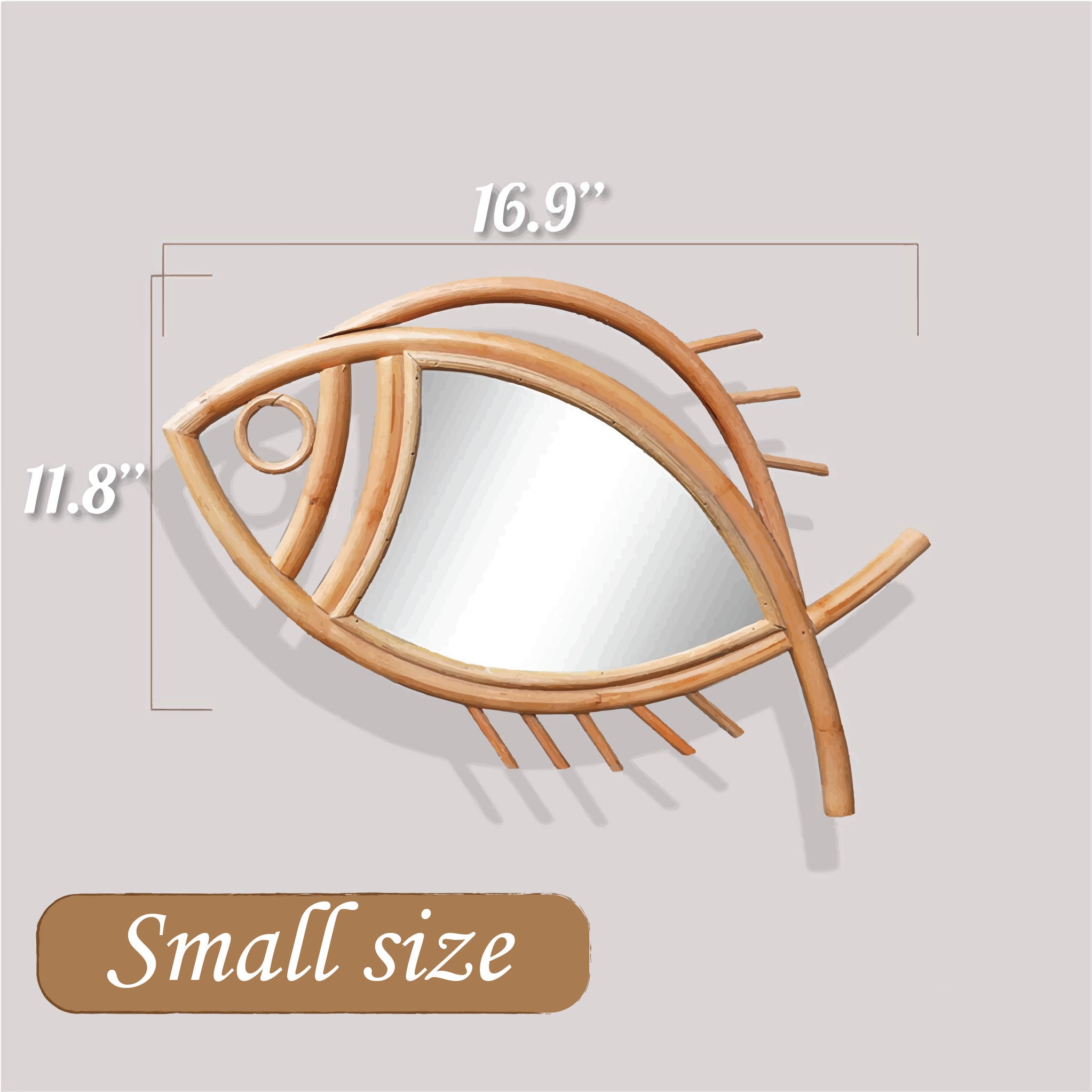 Rattan Fish-shaped Mirror Assembly Large Rustic Wooden Frame - Etsy