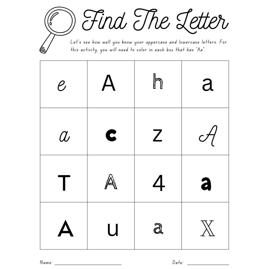 Find the Letter (worksheet Activity) - Etsy