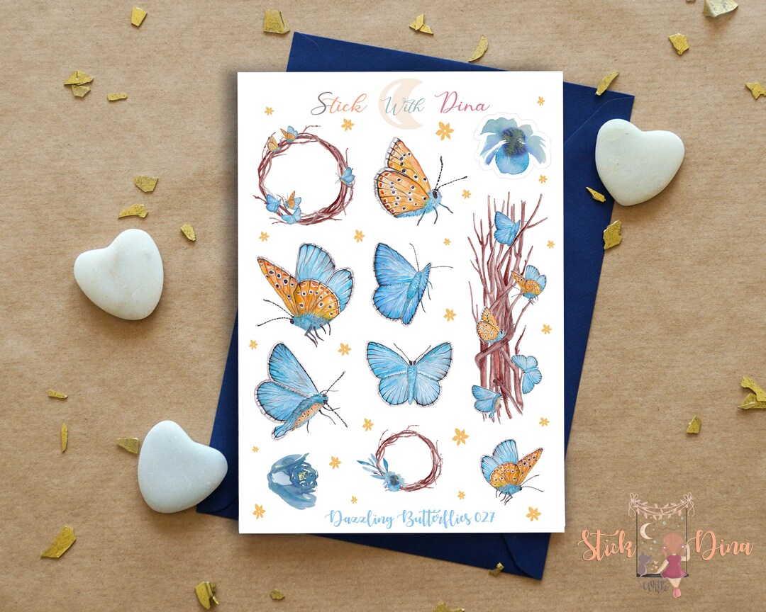 Blue Butterflies Stickers | Journaling, Spring Butterflies Stickers ...
