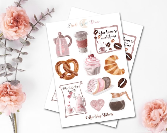 Coffee Shop Stickers Bujo Sticker Aesthetic Stickers | Etsy