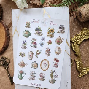 Teapot Vintage Stickers Sheet Stationary Stickers, Bullett Journal ...