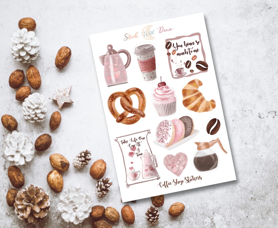 Coffee Shop Sticker Sheets Set | Bullet Journaling Sticker, Planner ...