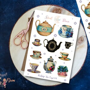 Teapot Stickers Sheet | Bujo Stickers, Teacup Planner Sticker, Bullet ...