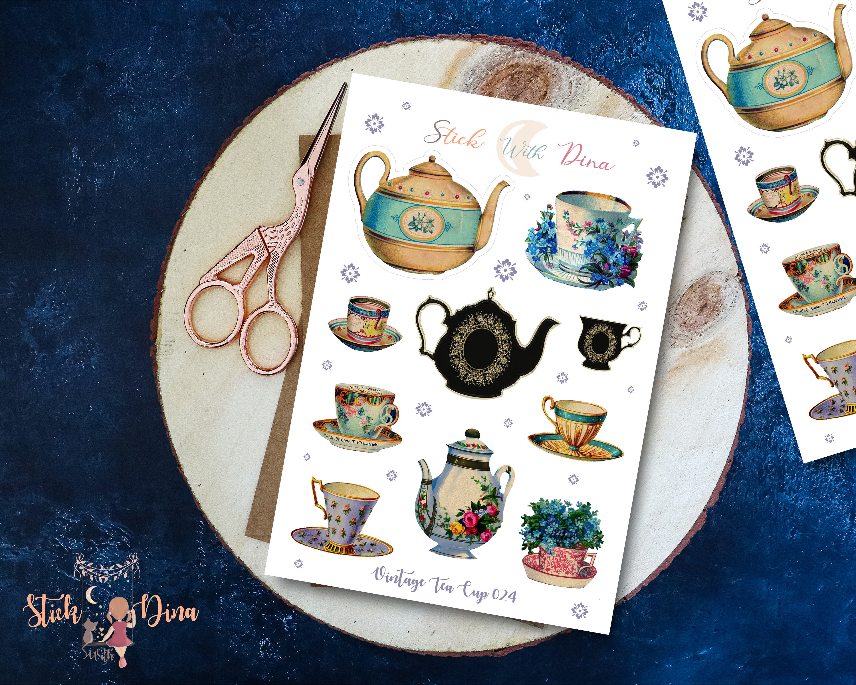Teapot Stickers Sheet Bujo Stickers Teacup Planner Sticker - Etsy