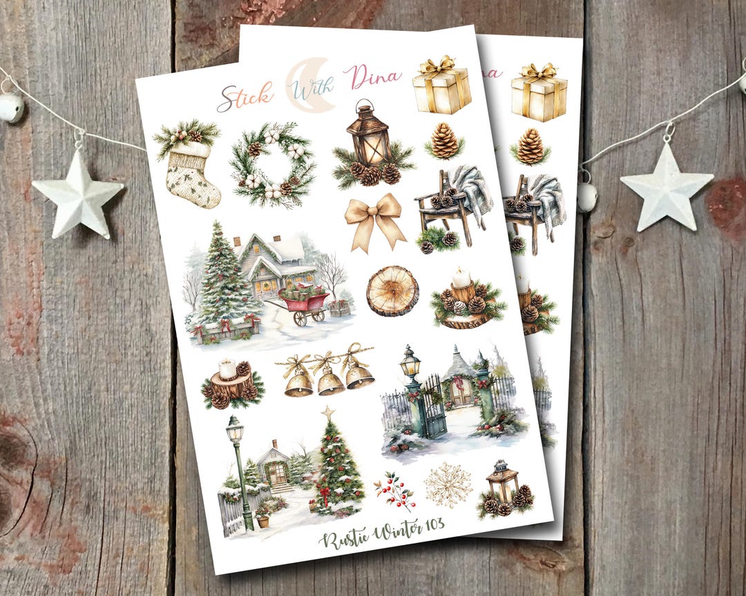 Sticker Sheet for Journaling, Seasonal Stickers, Cozy Snowy Holiday ...