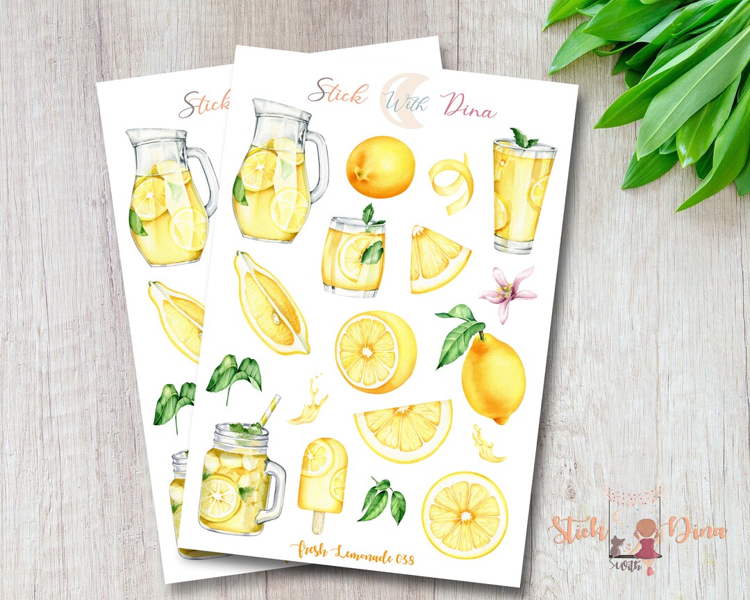 Fresh Lemonade Deco Sticker Sheet | Bujo Stickers, Lemon Stickers ...