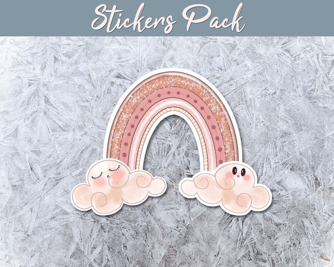 Sticker Pack, Boho Rainbow and Cloud Sticker,rainbow Planner Stickers ...