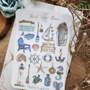 Coastal Stickers Sheet | Nautical Bujo Stickers, Beach Planner Stickers ...