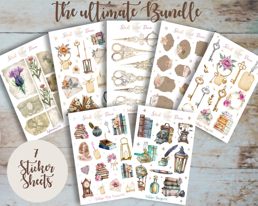 Retro Stickers | Bujo Stickers Bundle Sheet, Sticker Pack Vintage ...