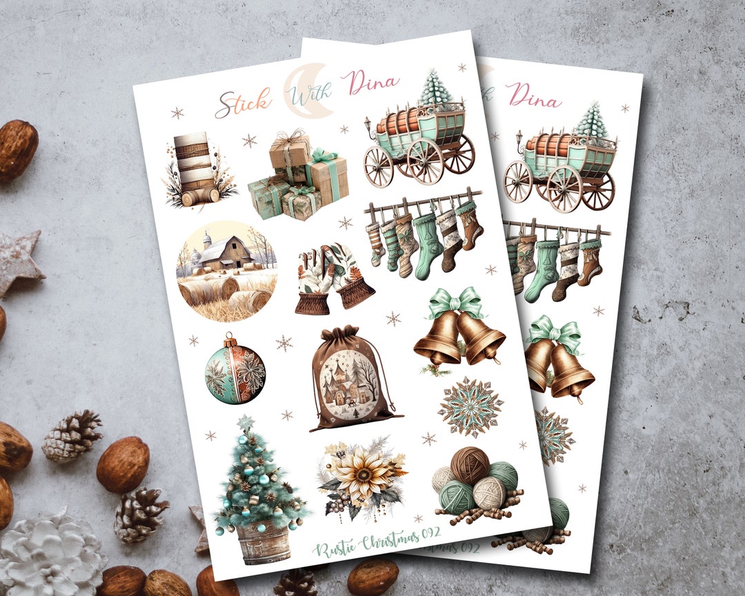 Christmas Farmhouse Ornaments Stickers Sheet | Bujo Stickers, Planner ...