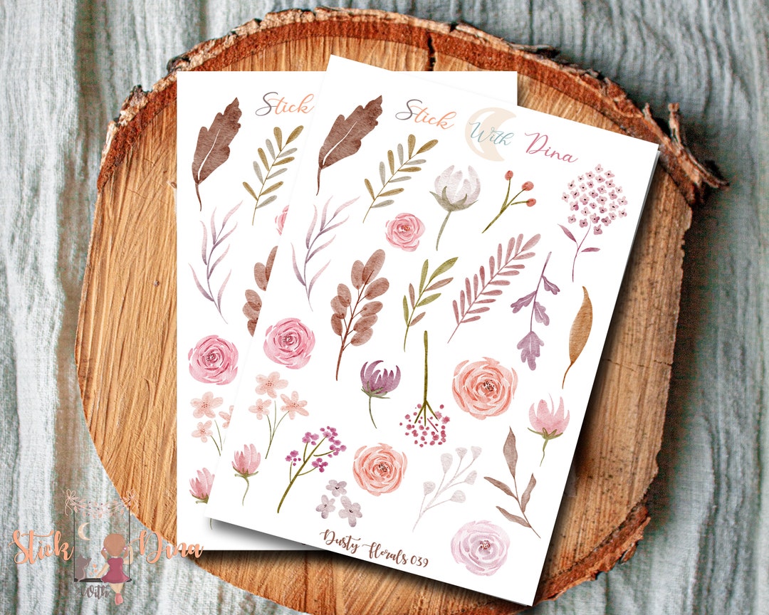Wildflowers Stickers Sheet | Dusty Florals Bujo Stickers, Planner ...