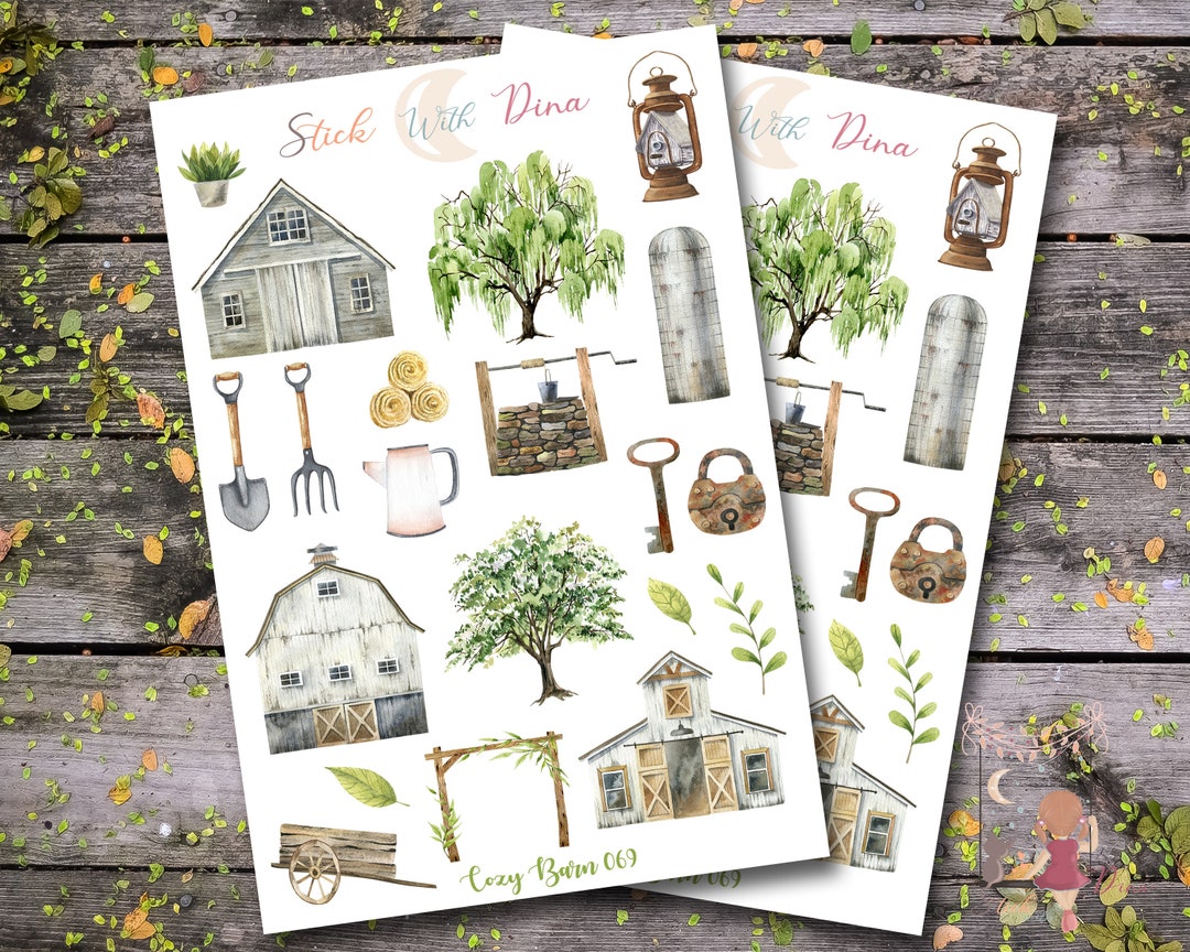 Cozy Barn Stickers Sheet Bujo Stickers, Spring Planner Stickers, Bullet ...