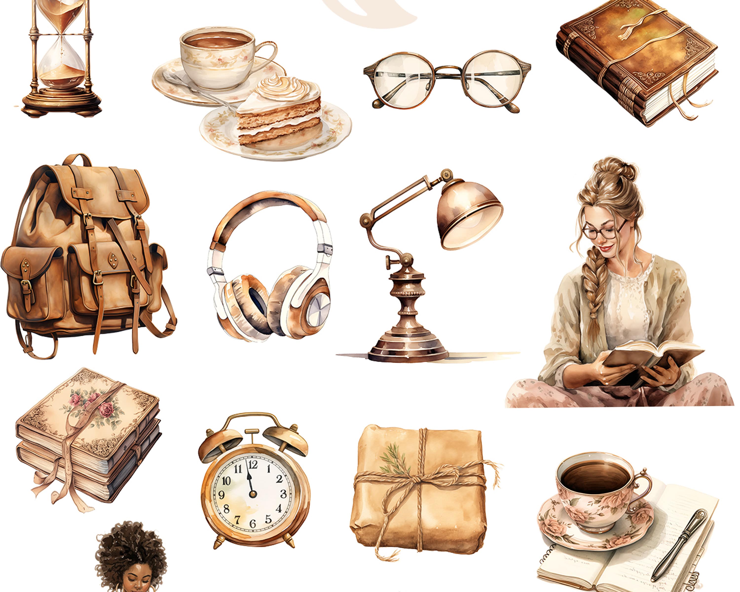 Antique Books Lover Stickers Sheet | Vintage Deco Stickers, Planner ...