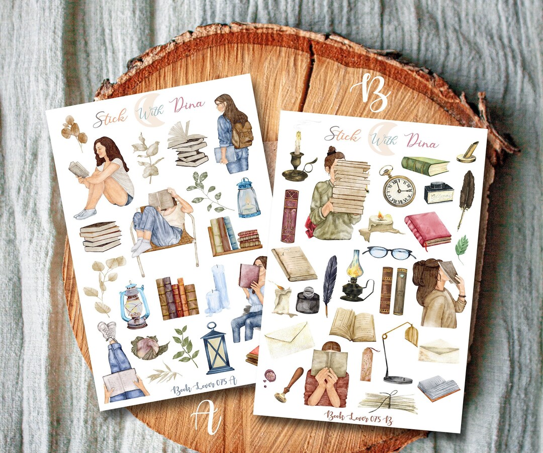 Books Lover Stickers Sheet | Aesthetic Bujo Stickers, Planner Stickers ...