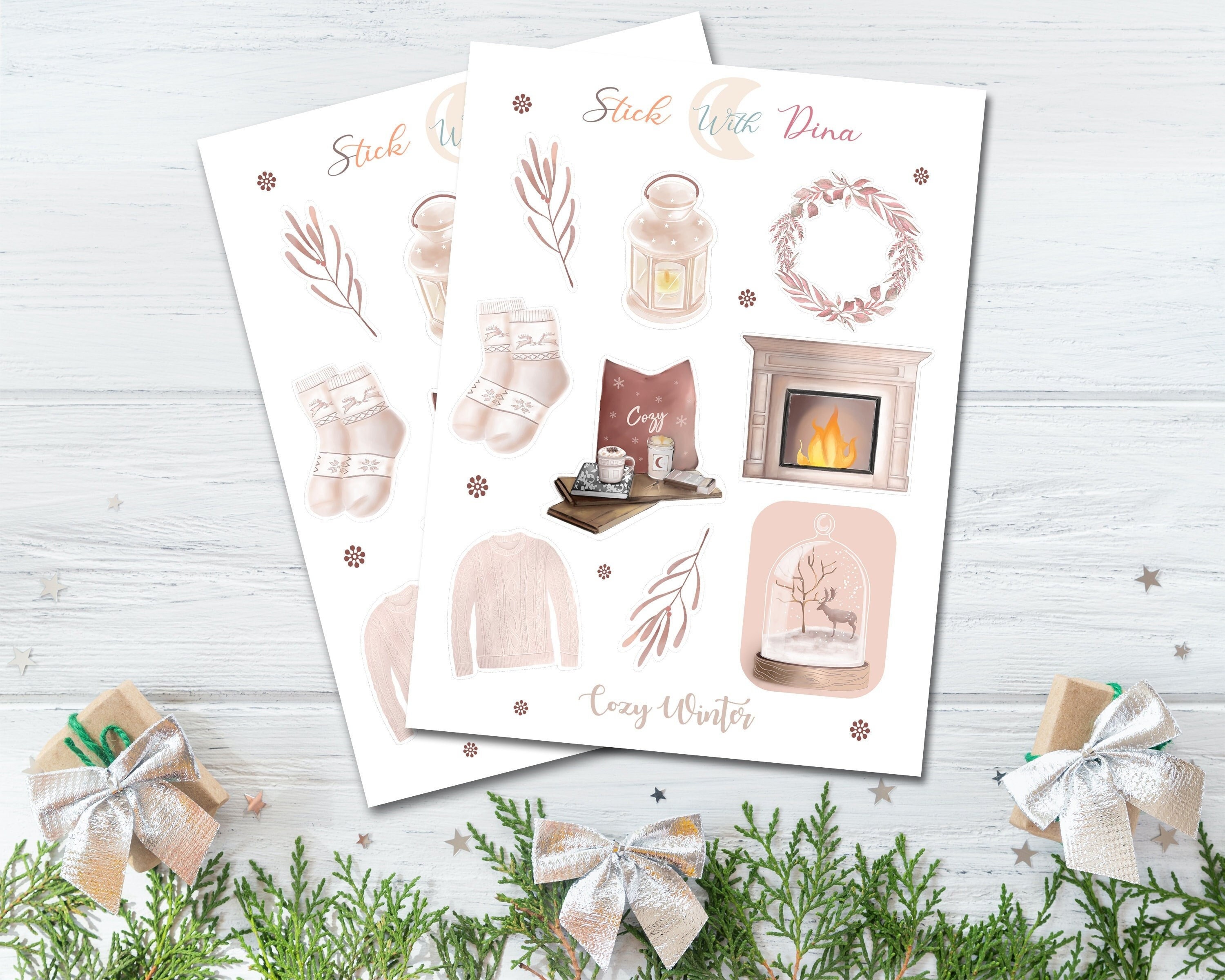 Cozy Winter Stickers Sheet | Bujo Stickers, Planner Stickers, Bullet ...