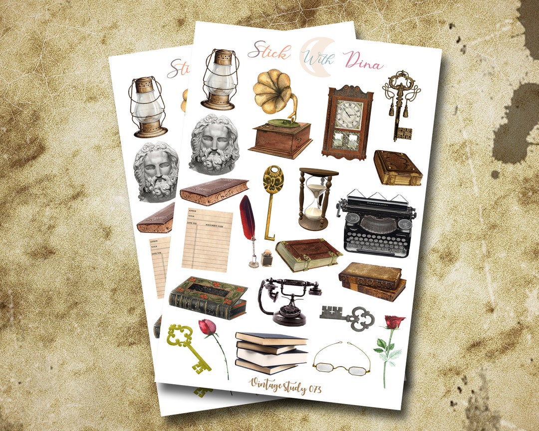 Vintage Bujo Stickers | Retro Sticker Sheet, Old Study Planner Stickers ...