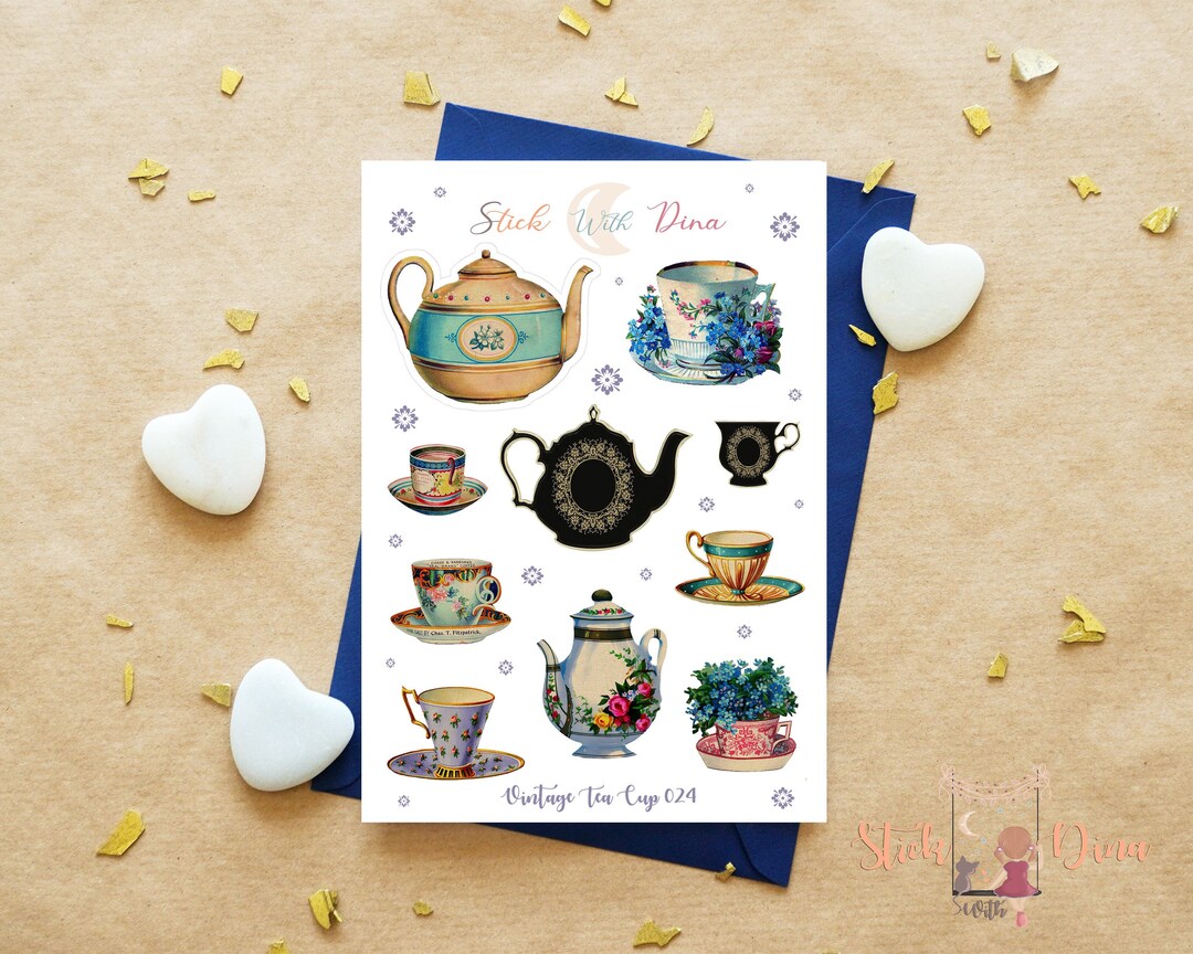 Teapot Stickers Sheet | Bujo Stickers, Teacup Planner Sticker, Bullet ...