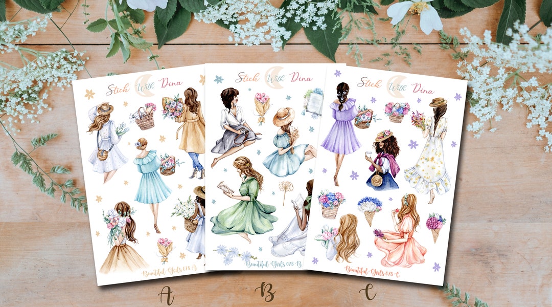Girls Stickers Sheet Aesthetic Girl Bujo Stickers Planner Stickers ...