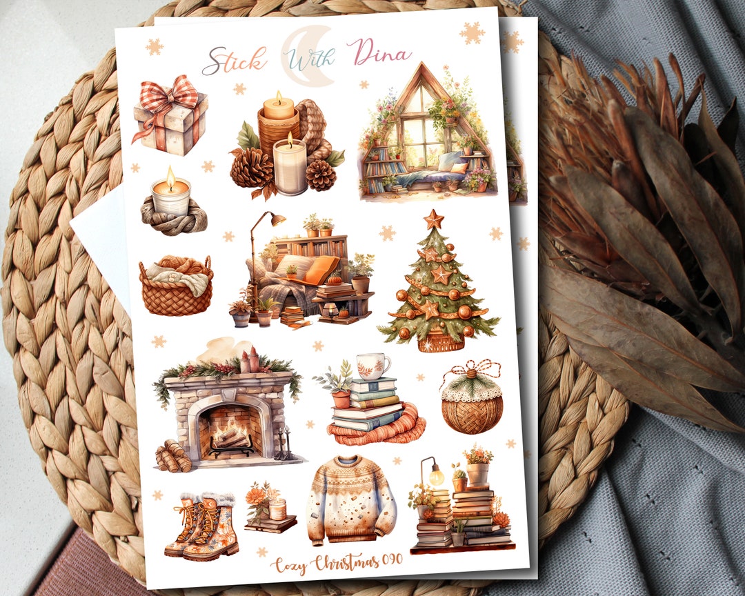 Cozy Christmas Stickers Sheet | Aesthetic Winter Stickers, Cheer ...