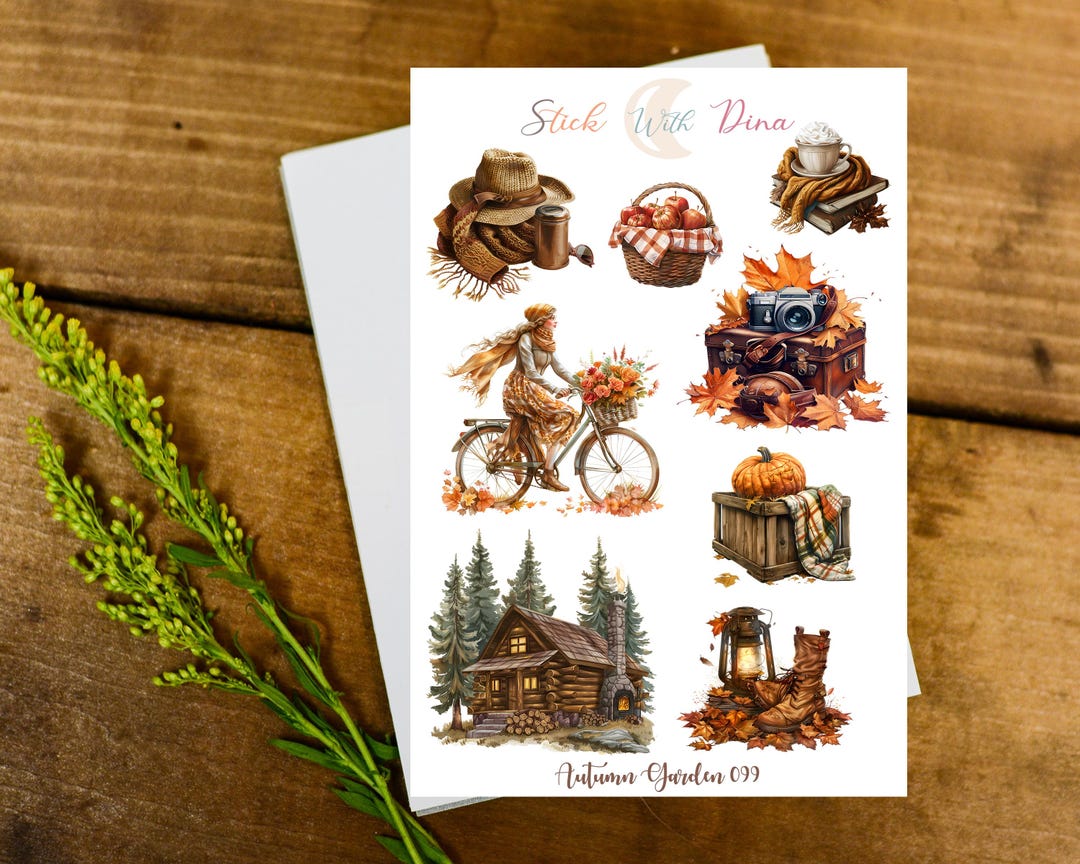 Fall Garden Sticker Sheet | Autumn Cozy Vibe, Aesthetic Fall Stickers ...