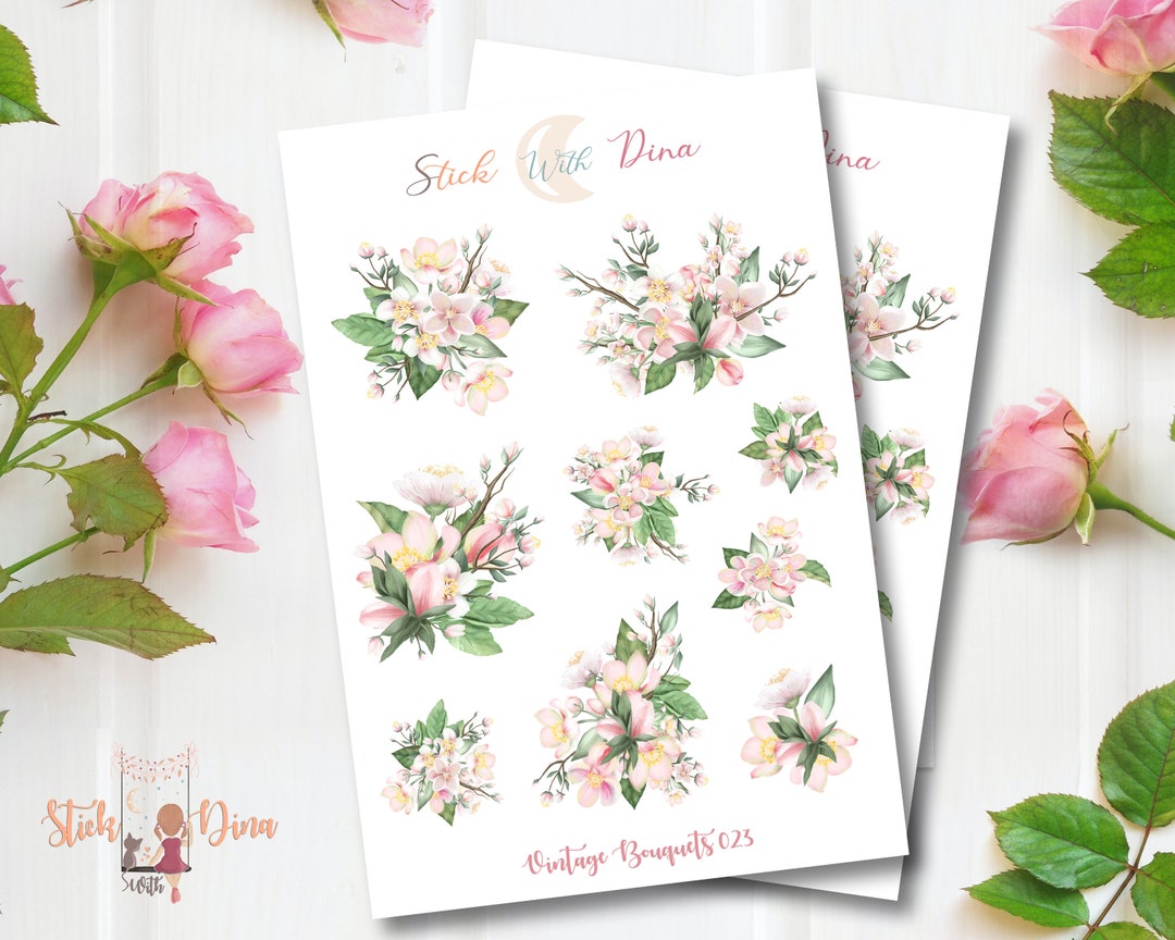 Vintage Bouquet Stickers Sheet | Floral Stickers, Bujo Stickers ...