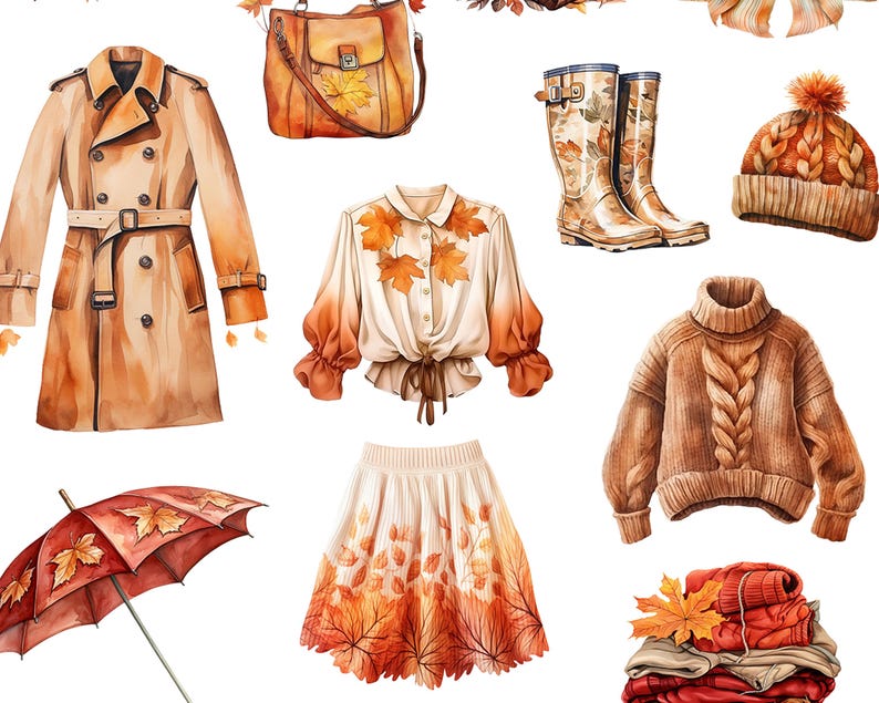 Aesthetic Fall Outfits Stickers Sheet | Autumnal Cozy Vibe, Bujo ...