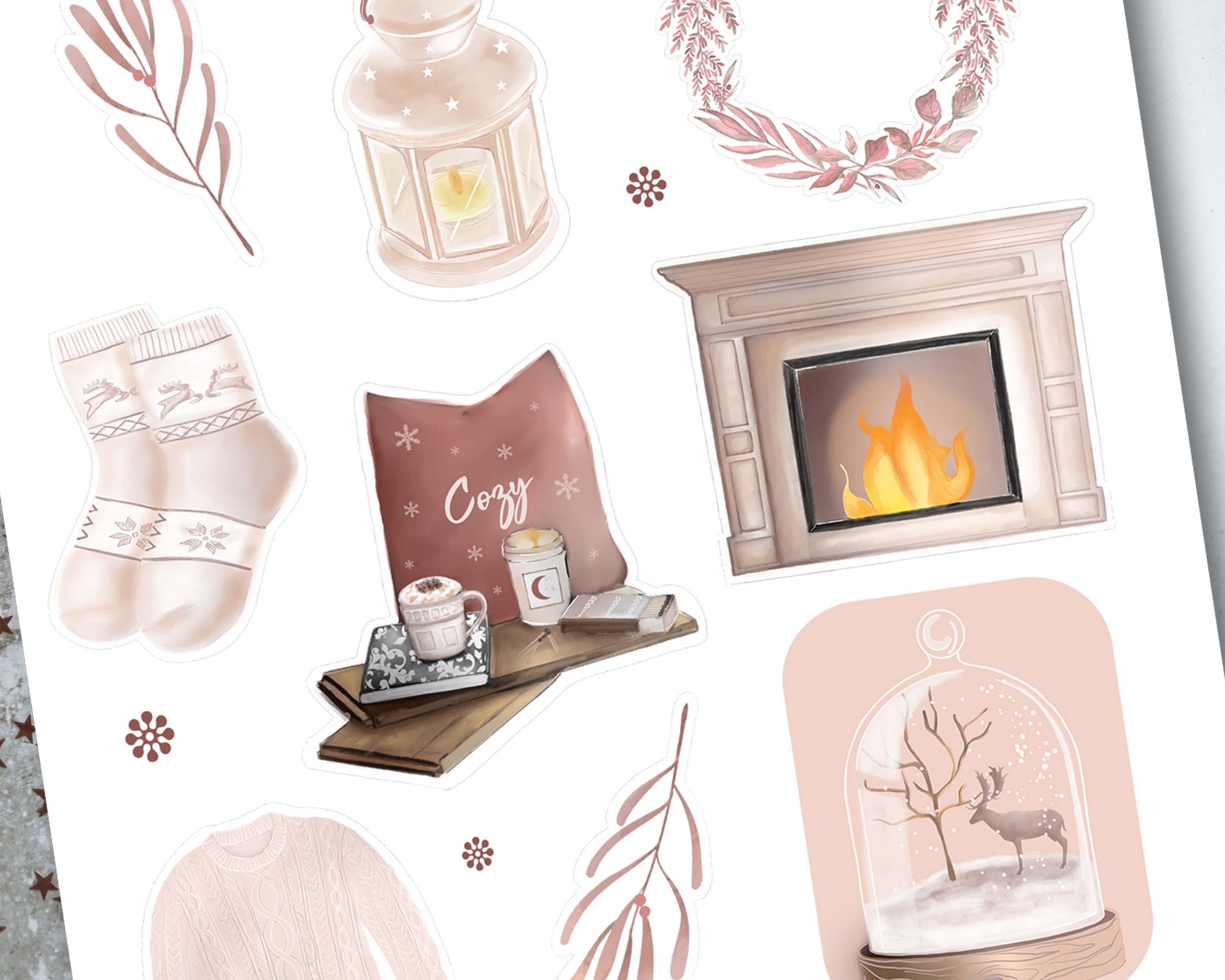 Cozy Winter Stickers Sheet | Bujo Stickers, Planner Stickers, Bullet ...