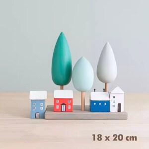 Wooden Blocks Toys House Forest Building Blocks Home Decor DIY Art ...