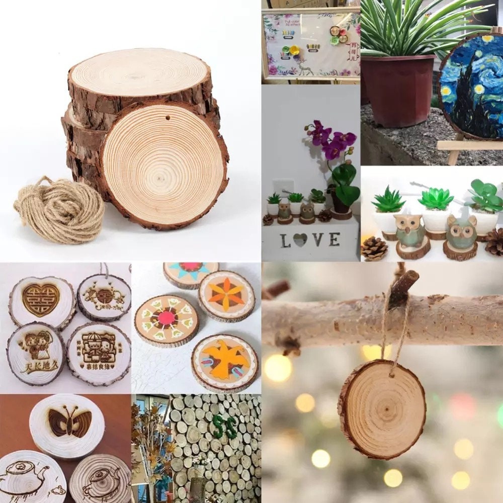 Wood Log Slice Disc 3-10 Cm DIY Circle Round Wood Disks Crafts for ...