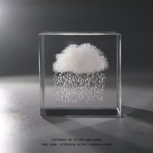 Chic Transparent Crystal Cube Charming Raining Cloudy Heart Moon ...