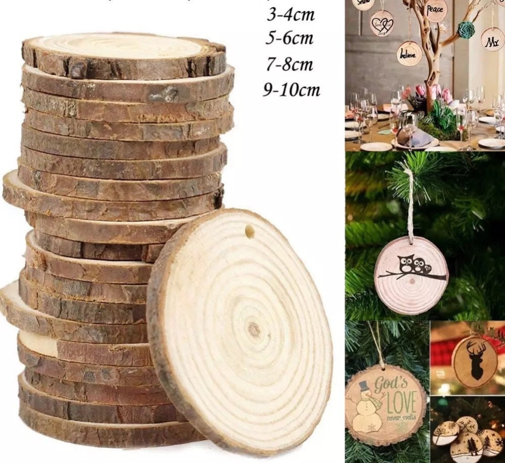 Wood Log Slice Disc 3-10 Cm DIY Circle Round Wood Disks Crafts for ...