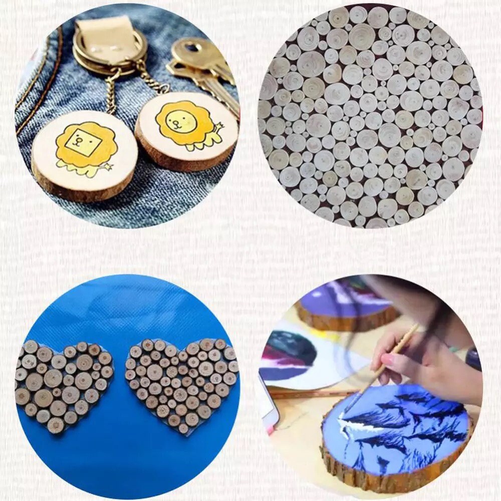 Wood Log Slice Disc 3-10 Cm DIY Circle Round Wood Disks Crafts for ...