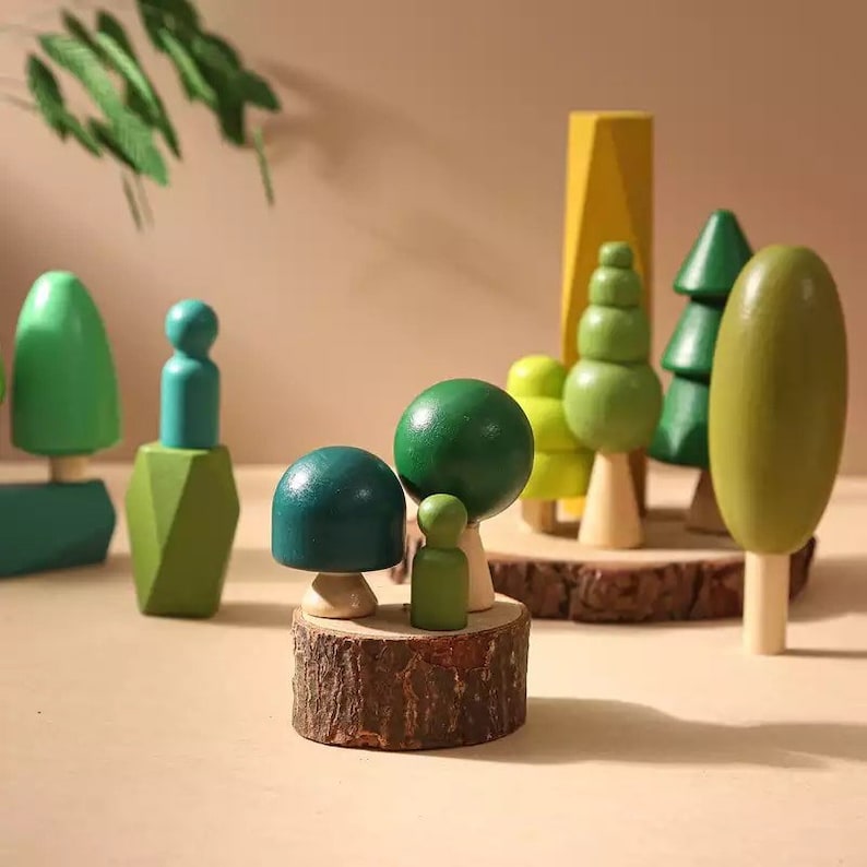 Wooden Blocks Toys Tree Forest Blocks Home Decor DIY Art & Craft Wood ...
