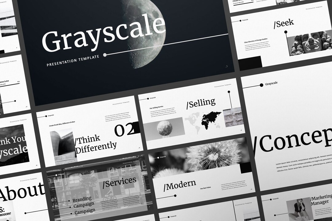 Grayscale Powerpoint | Keynote | Google Slide Bundle Presentation ...