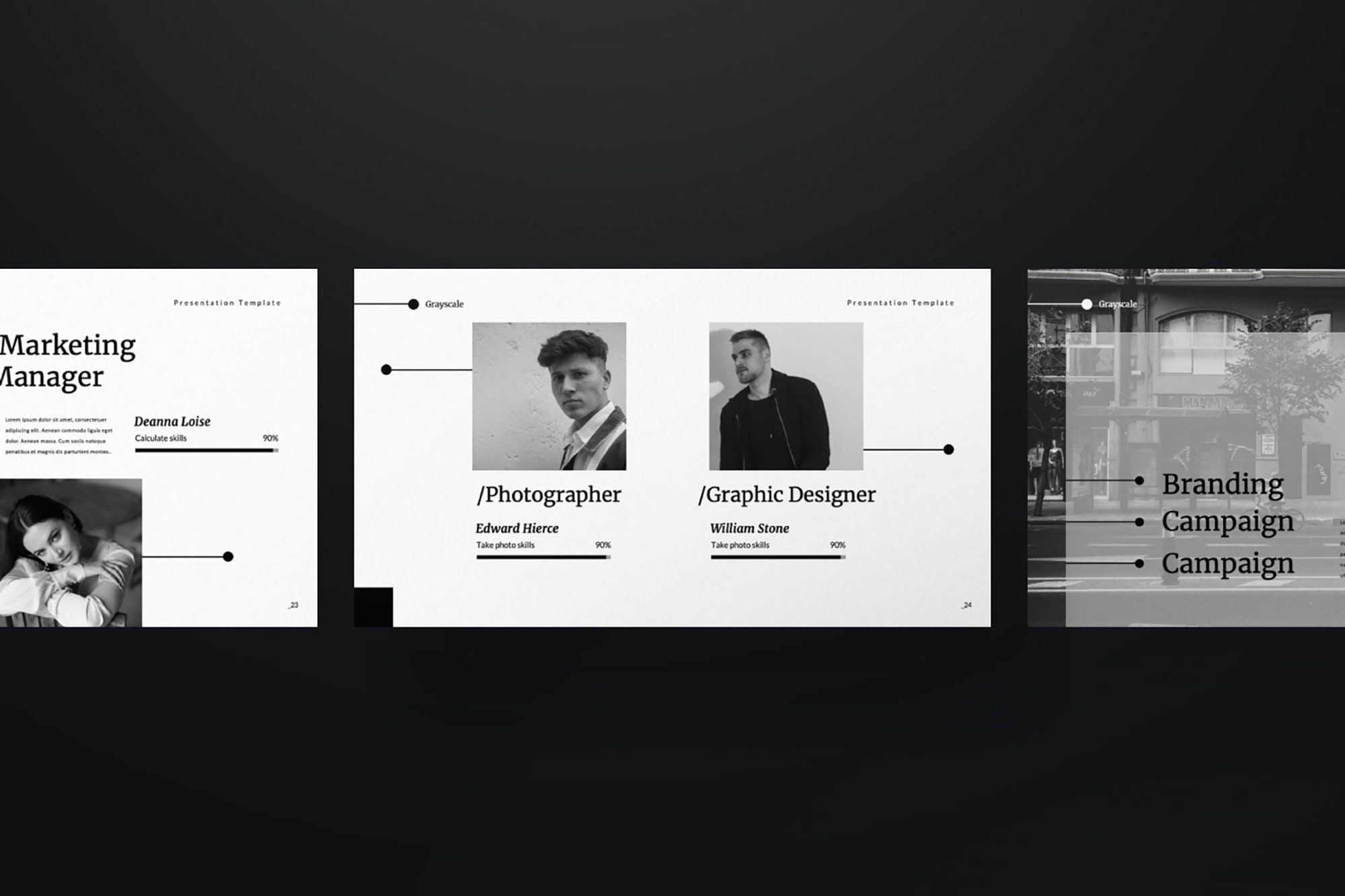 Grayscale Powerpoint Keynote Google Slide Bundle Presentation Template ...