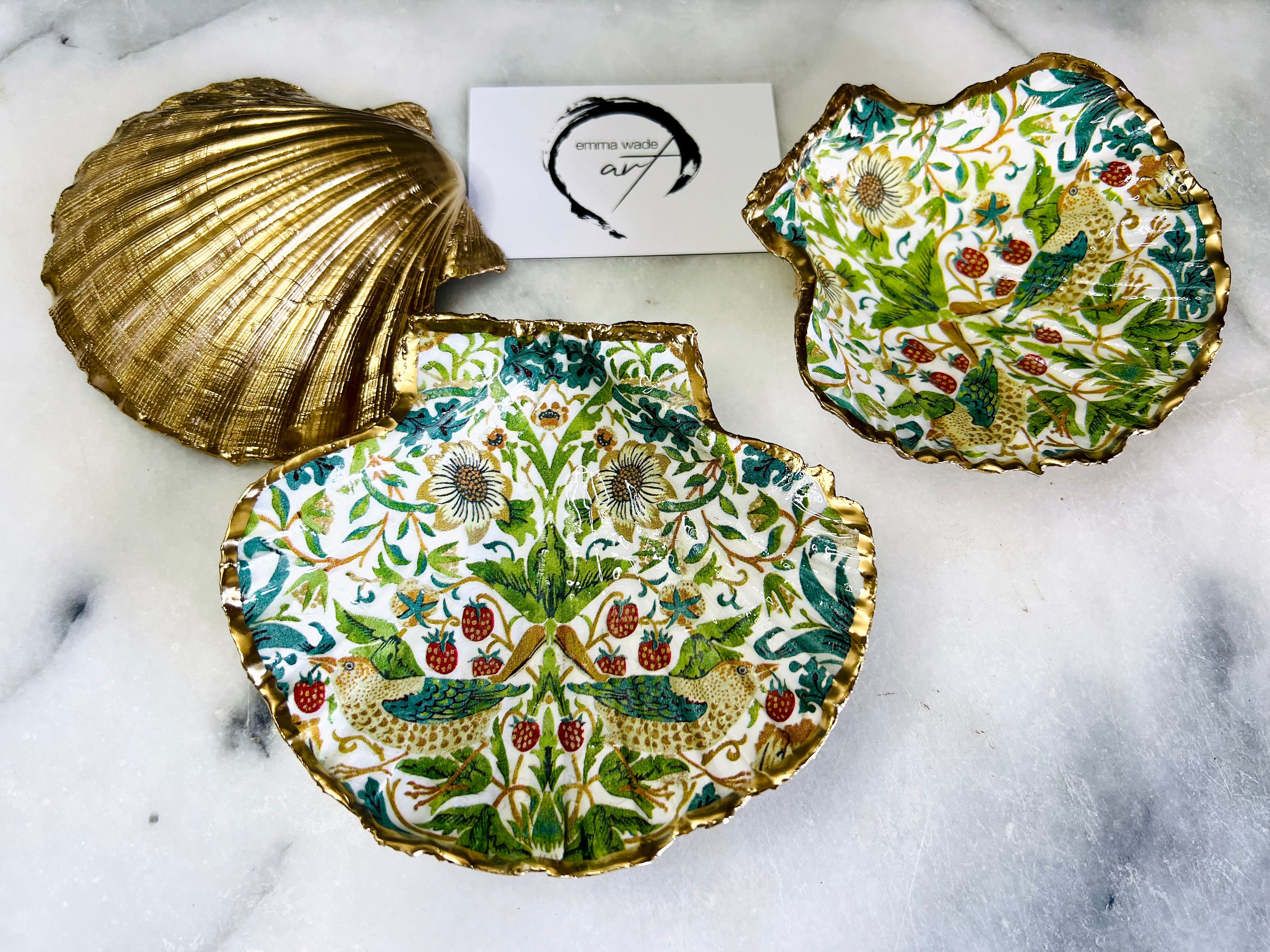 William Morris Strawberry Thief Green Dorset Scallop Shell - Etsy