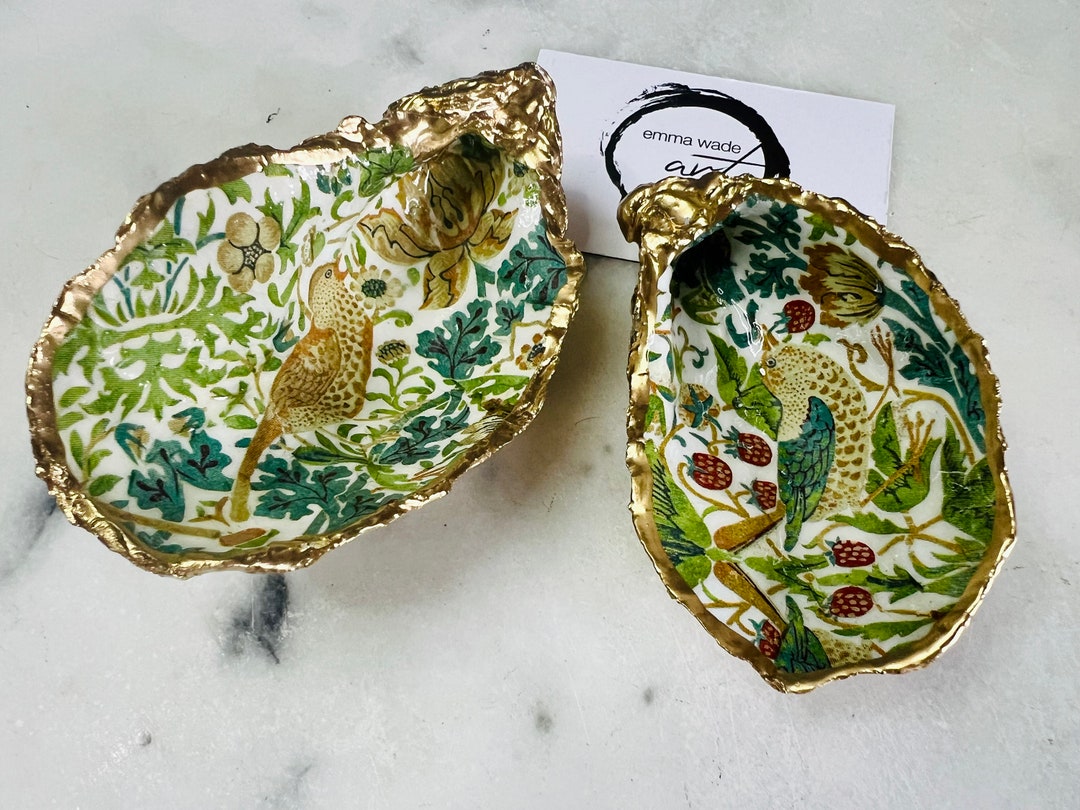 William Morris Strawberry Thief Green Oyster Shell Dish Ornament ...
