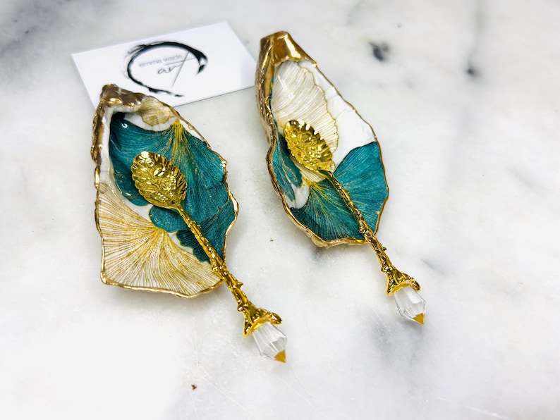 Gold Green Oyster Shell Salt and Pepper Pinch Pots: Japanese Gingko ...