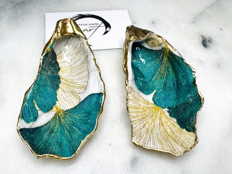 Gold Green Oyster Shell Salt and Pepper Pinch Pots: Japanese Gingko ...