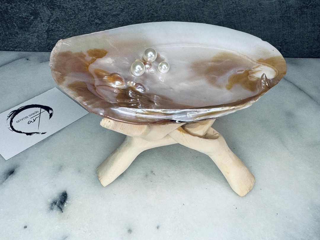 Freshwater Oyster Shell Dish With Swarovski Pearls: Add on a Driftwood ...